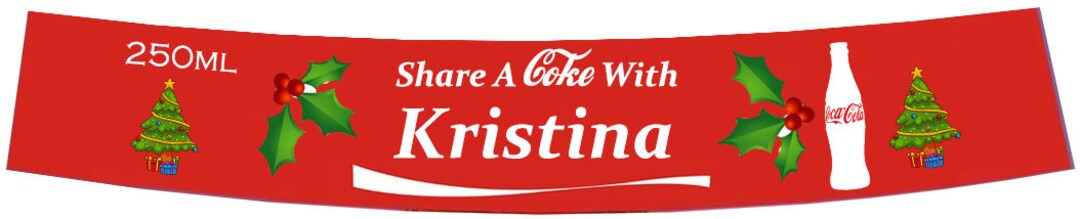 4 X Custom Christmas Coca Cola Bottle Labels Any Name Any - Etsy