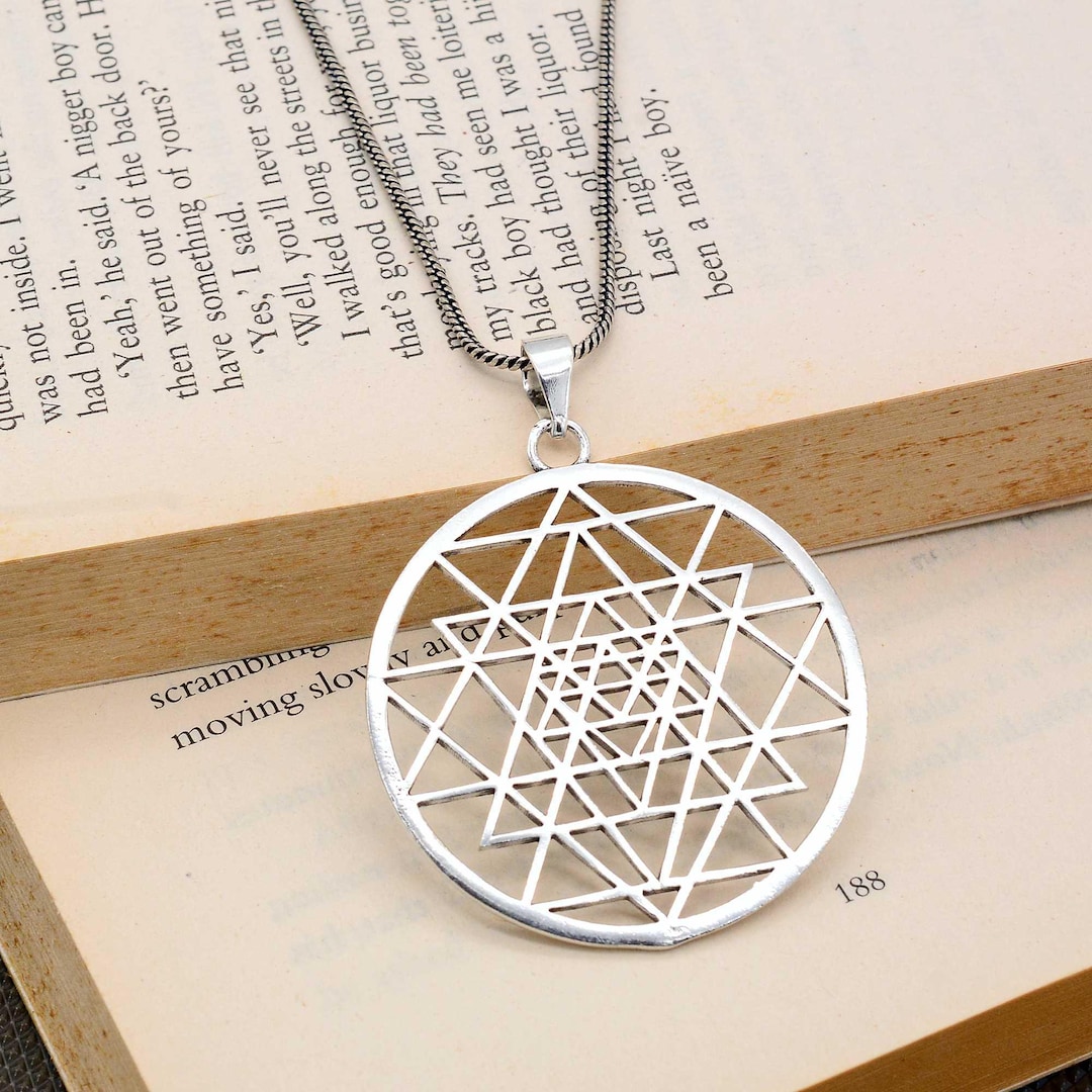 Silver Sri Yantra Necklace, Shri Yantra Pendant, Shri Chakra Pendant ...