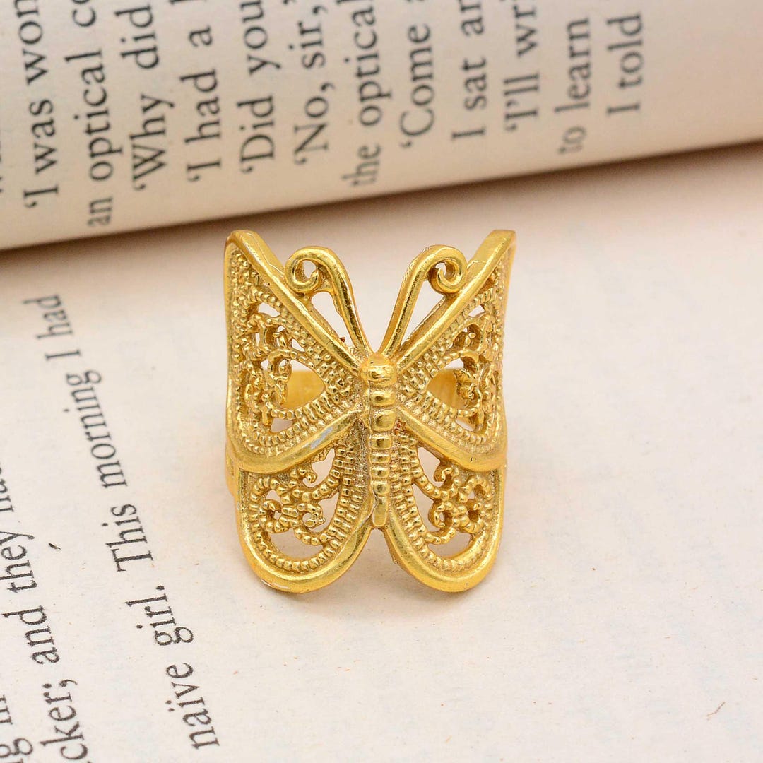 Butterfly Ring Big Gold Butterfly Jewelry Fairy Ring Woodland Wedding ...