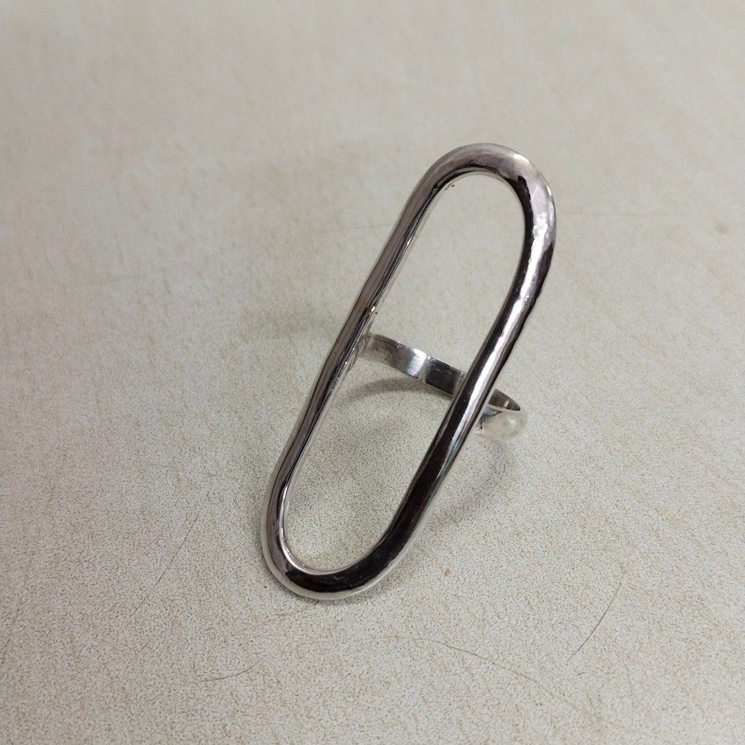 Silver Chunky Splint Ring, Minimalist Full Finger Ring, Thick Silver ...