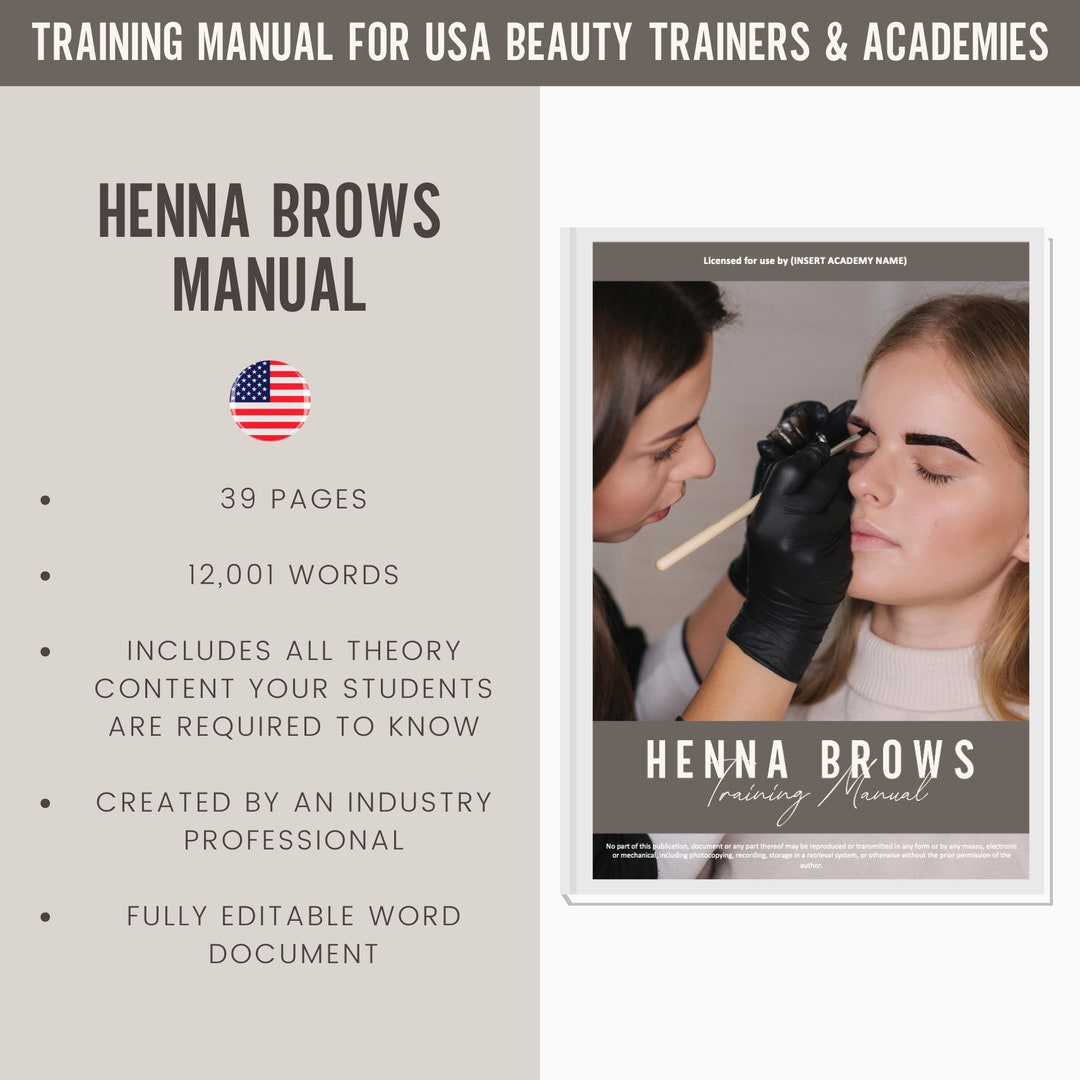 Henna Brows Digital Editable Training Manual Guide USA | Beauty ...
