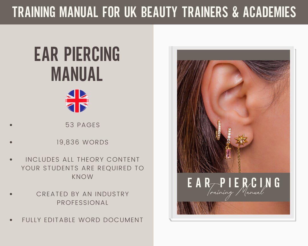 Ear Piercing Digital Editable Training Manual Guide UK - Etsy