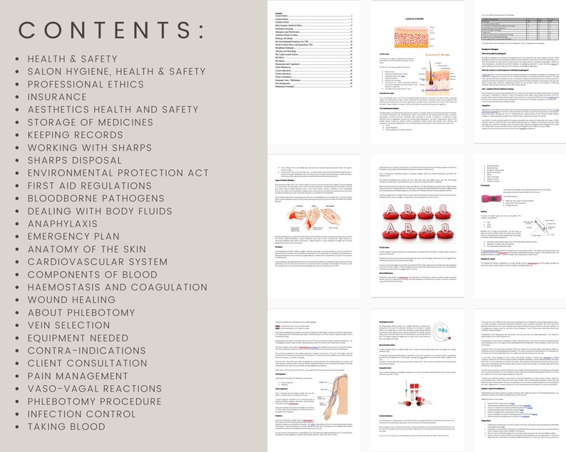 Phlebotomy Digital Editable Training Manual Guide UK | Beauty Training ...