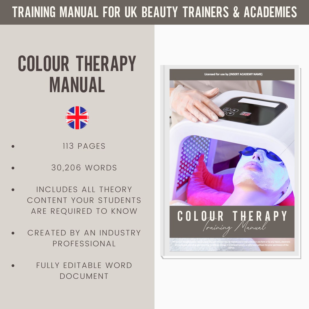 Colour Therapy Digital Editable Training Manual Guide UK | Beauty ...
