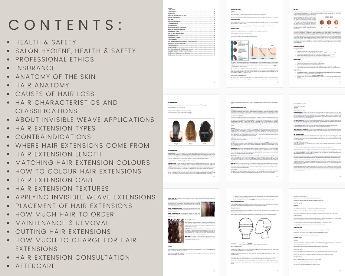 Invisible Weave Hair Extensions Digital Editable Training Manual Guide ...