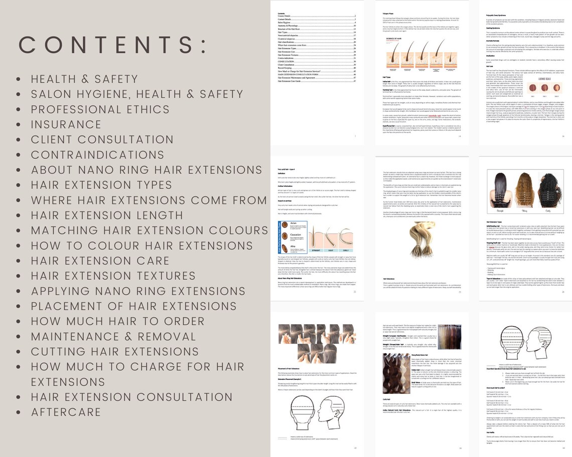 Nano-ring Hair Extensions Digital Editable Training Manual Guide UK ...