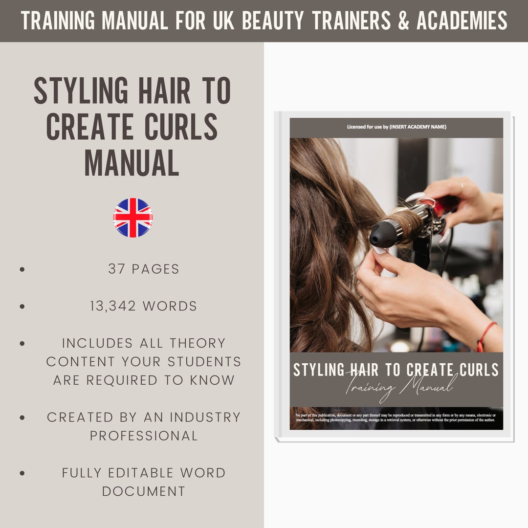 Curly Blow Dry Digital Editable Training Manual Guide | Beauty Training ...