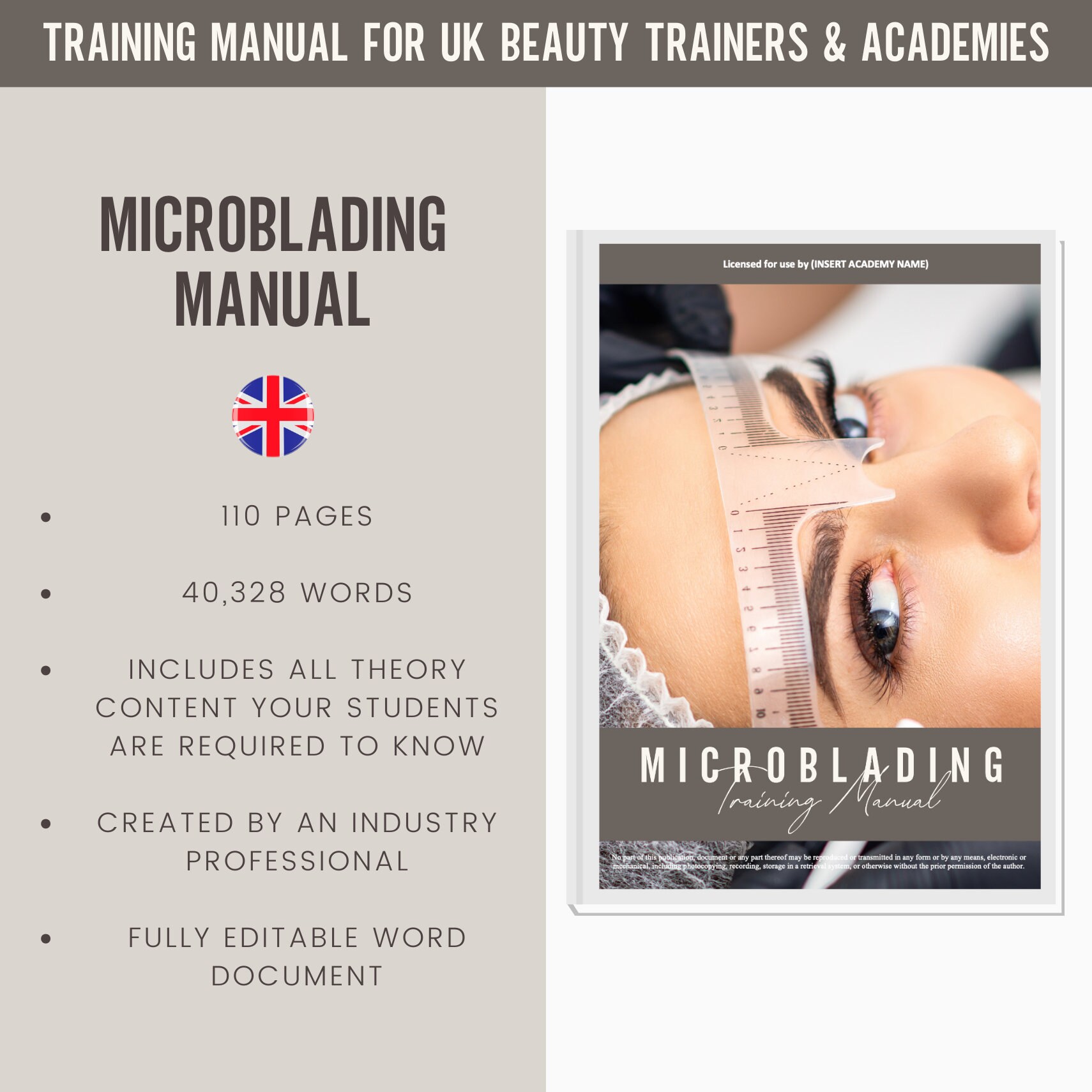 Microblading Digital Editable Training Manual Guide UK Beauty Training Resources SPMU Manual for ...