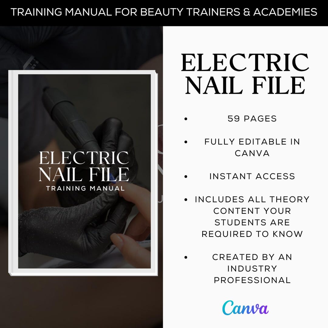 Electric E-file Editable Canva Training Manual Guide UK | Beauty ...