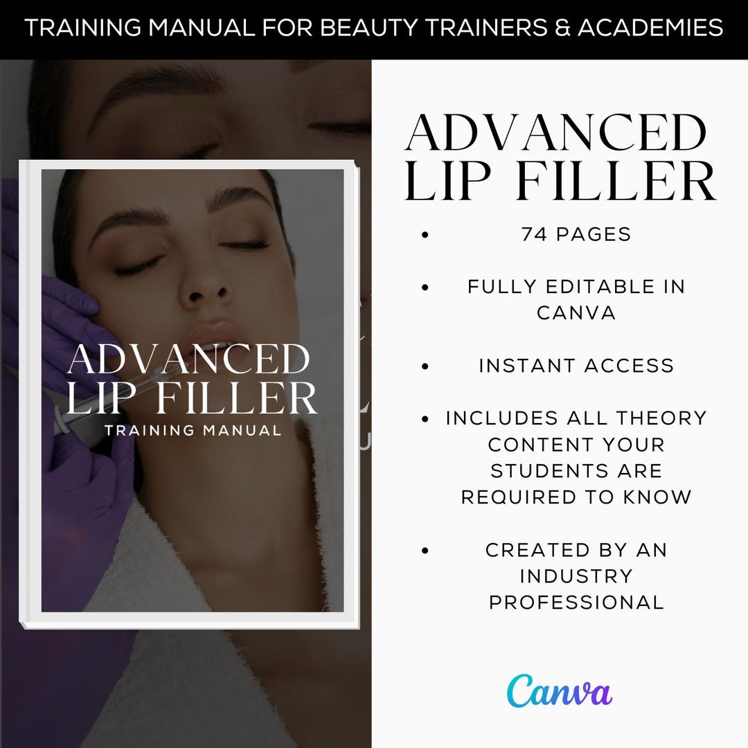 Advanced Lip Filler Techniques Editable Canva Training Manual Guide ...