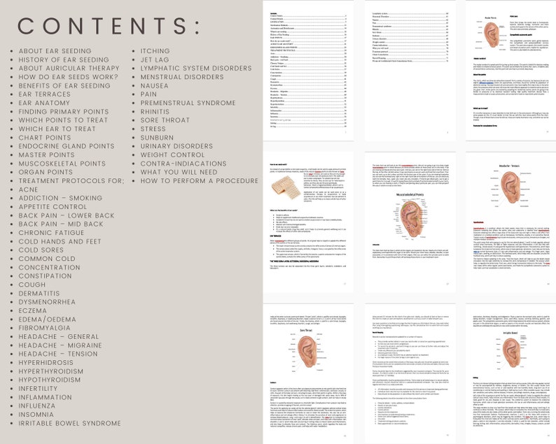 Ear Seeding Auriculartherapy Digital Editable Training Manual Guide UK ...
