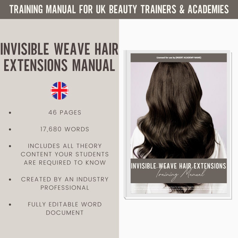 Invisible Weave Hair Extensions Digital Editable Training Manual Guide ...