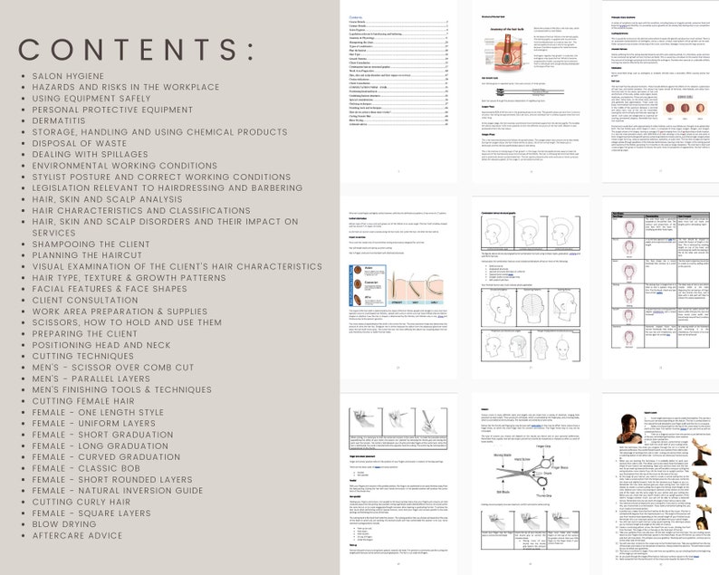 Hair Cutting Digital Editable Training Manual Guide UK | Beauty ...