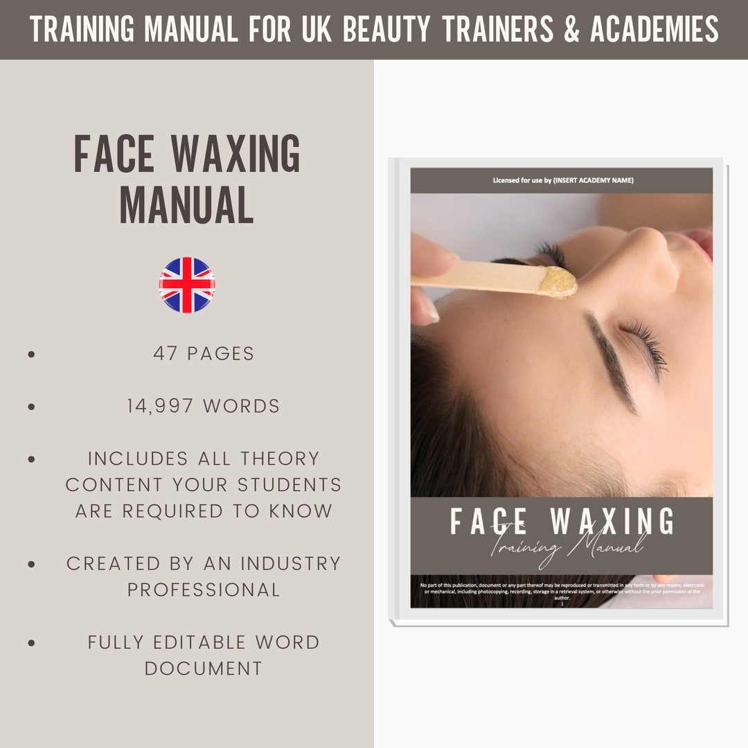 Face Waxing Digital Editable Training Manual Guide Uk | Beauty Training