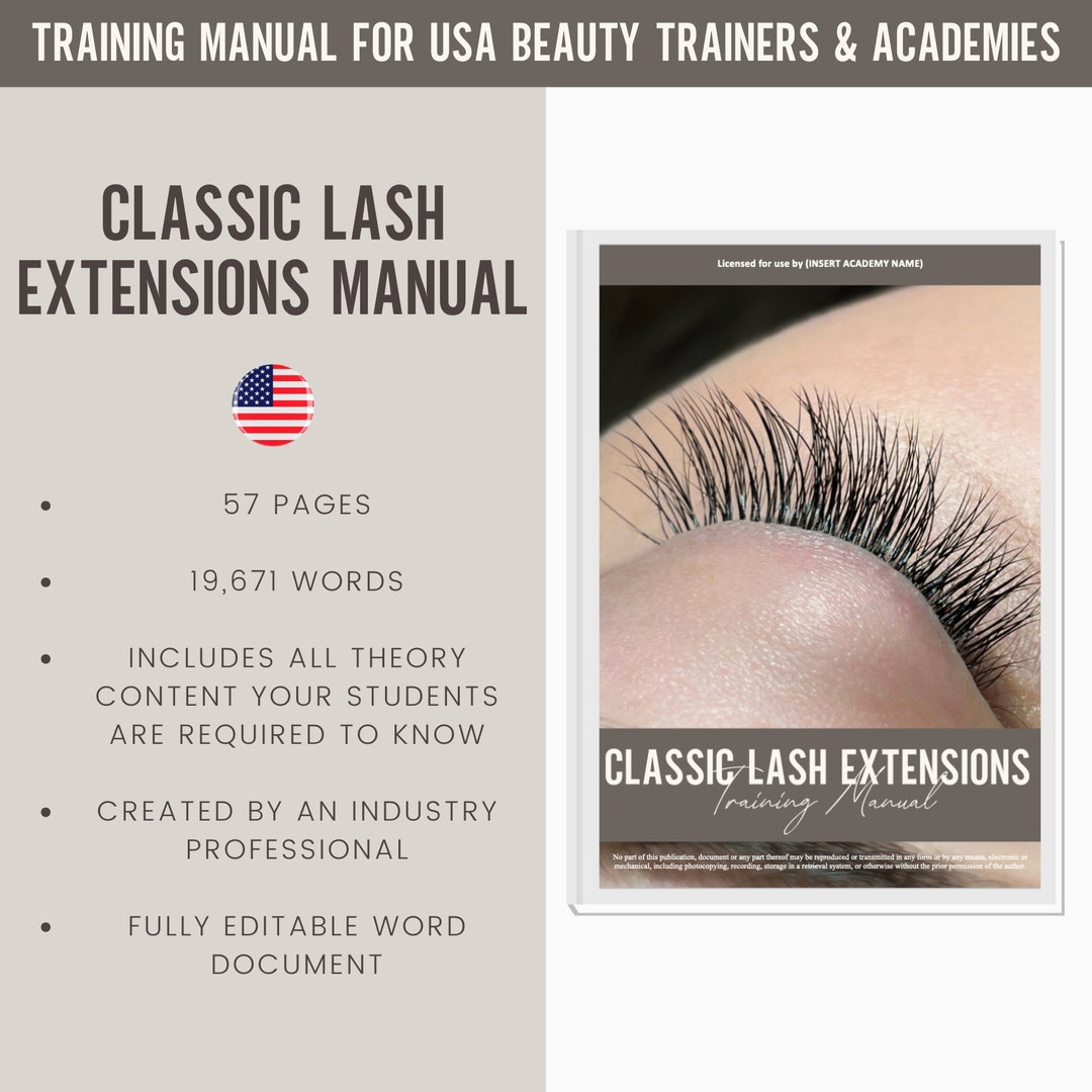 Classic Individual Lash Extensions Digital Editable Training Manual ...