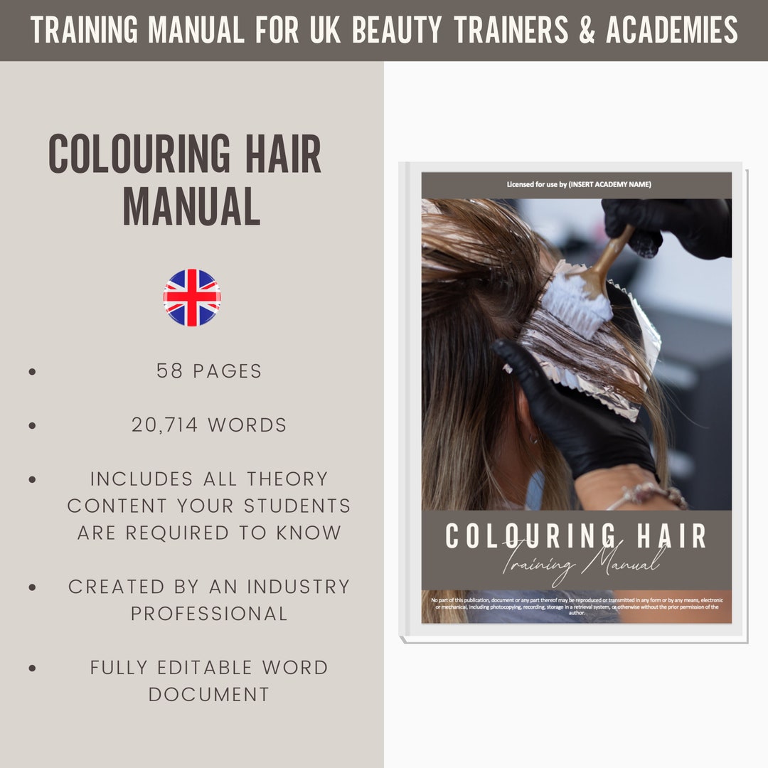 Colouring Hair Digital Editable Training Manual Guide UK | Beauty ...