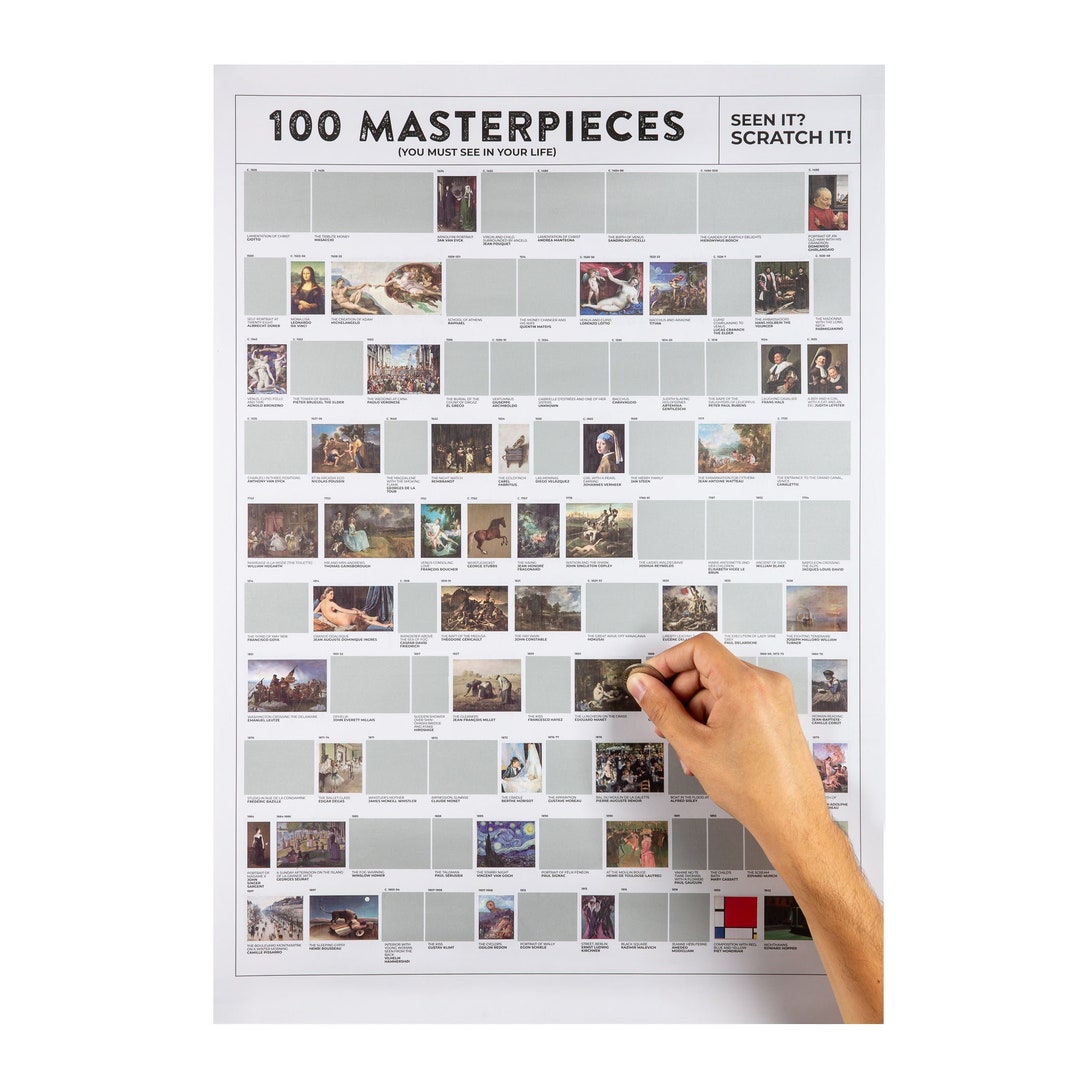100 Masterpieces Scratch Poster - Etsy
