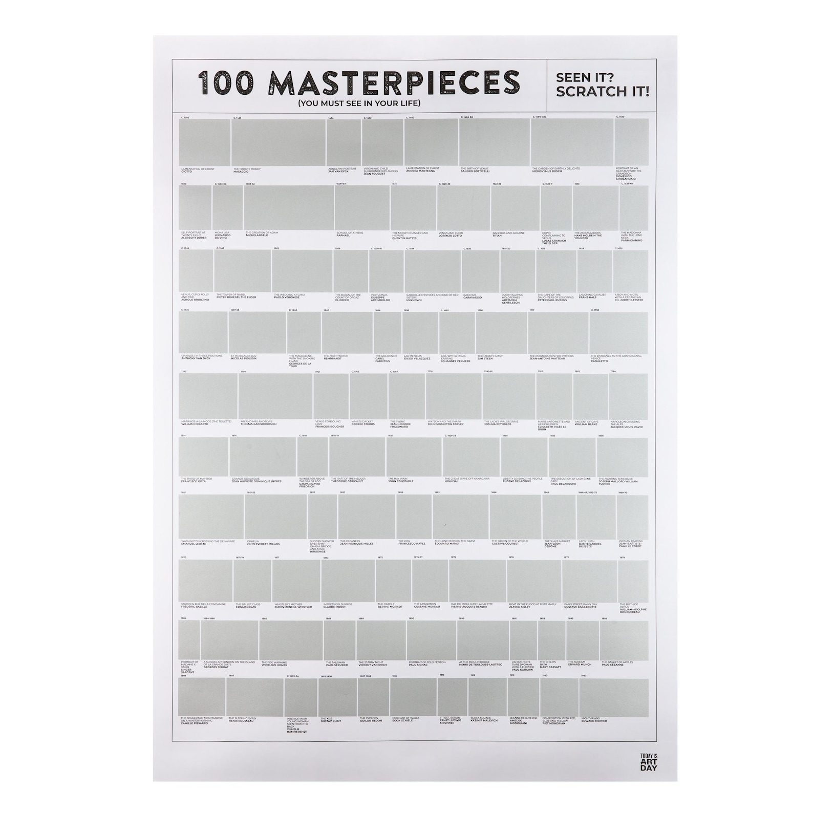 100 Masterpieces Scratch Poster - Etsy