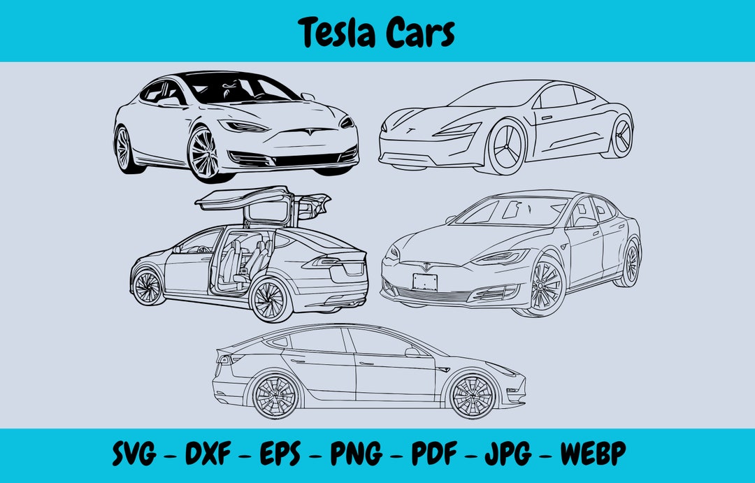 Tesla Cars Vector Svg Eps Dxf Png High Res Jpg Pdf Webp - Etsy