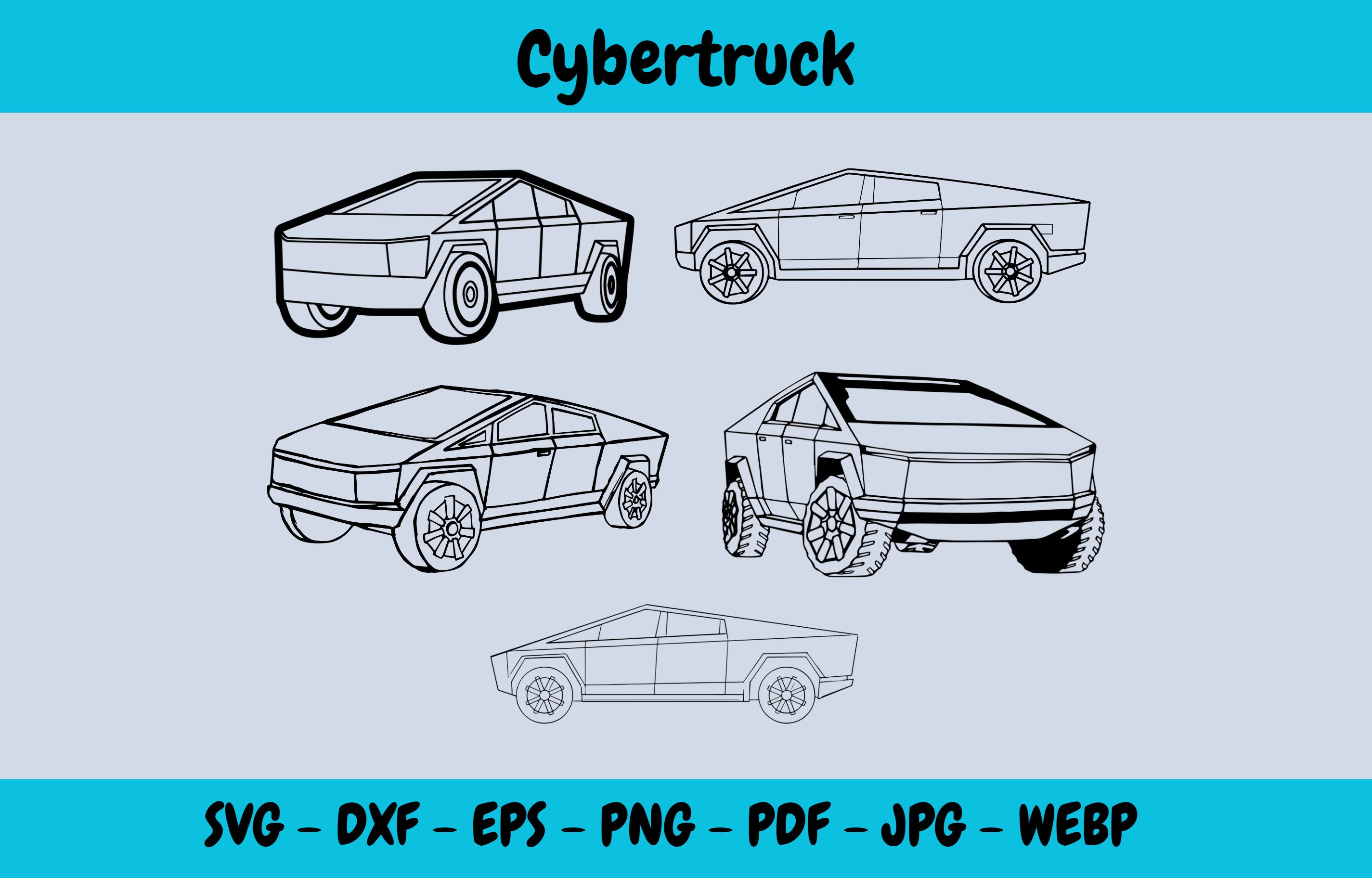 Tesla Cybertruck vector svg eps dxf png alta resolución - Etsy México
