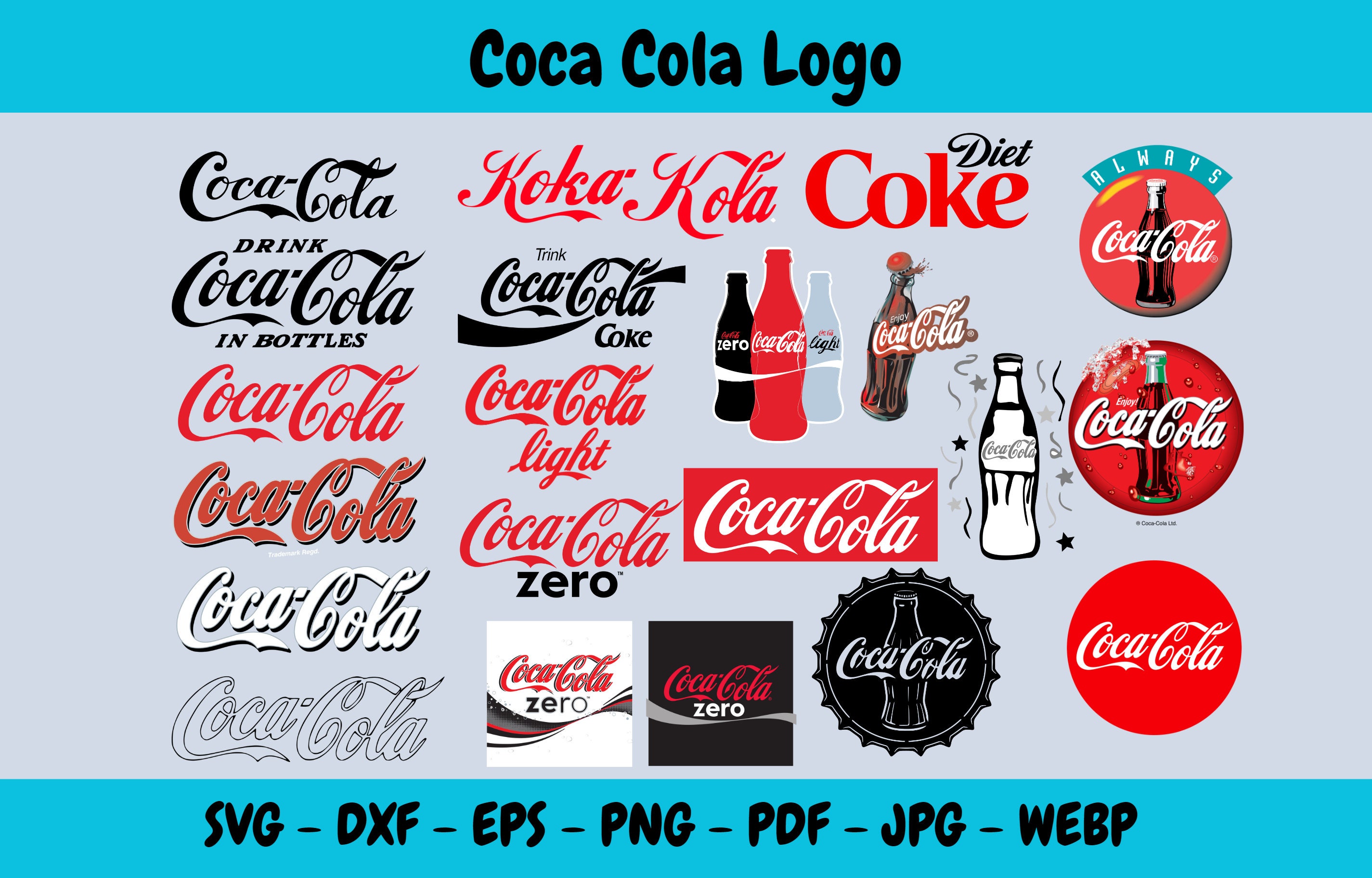 Coca Cola Vector Svg Eps Dxf Png High Res Jpg Pdf Webp - Etsy UK