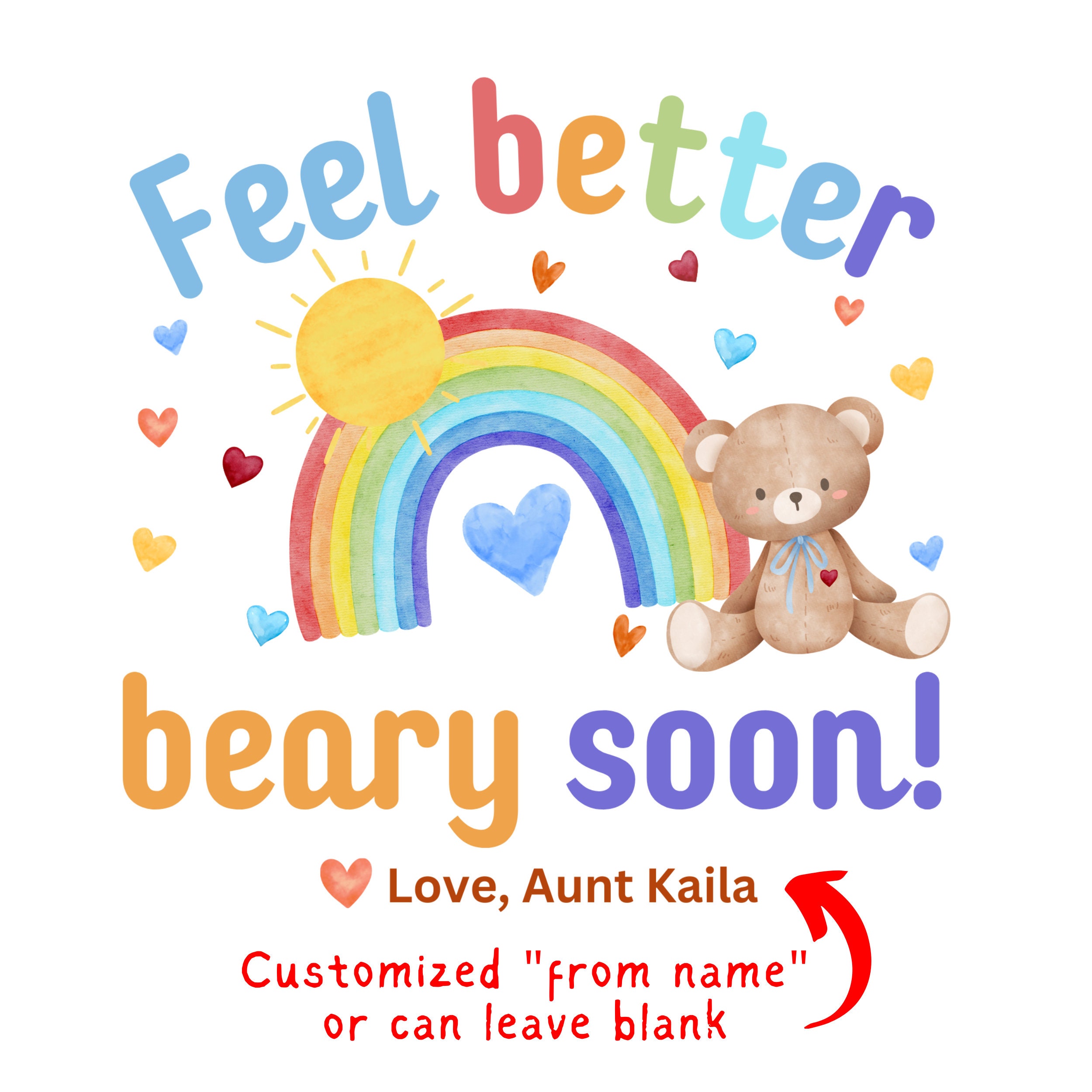 Get Well Soon Gift for Kids Custom Teddy Bear All Better Booboo Bear ...