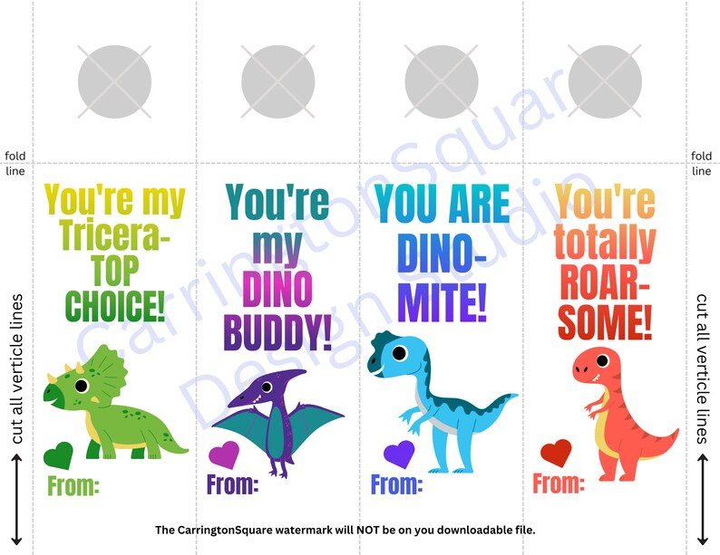 Dinosaur Valentine PRINTABLE Class Valentine Classmate Valentines Boy ...