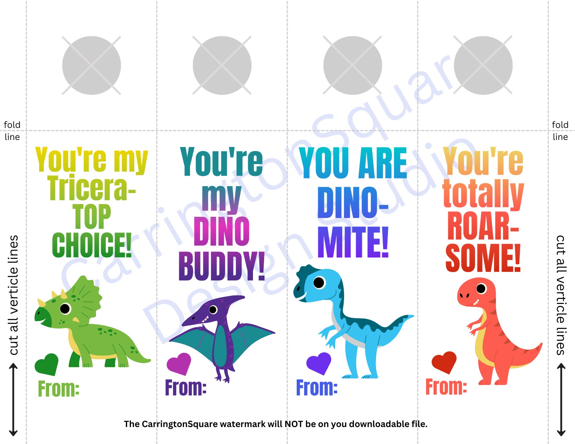Dinosaur Valentine PRINTABLE Class Valentine Classmate Valentines Boy ...