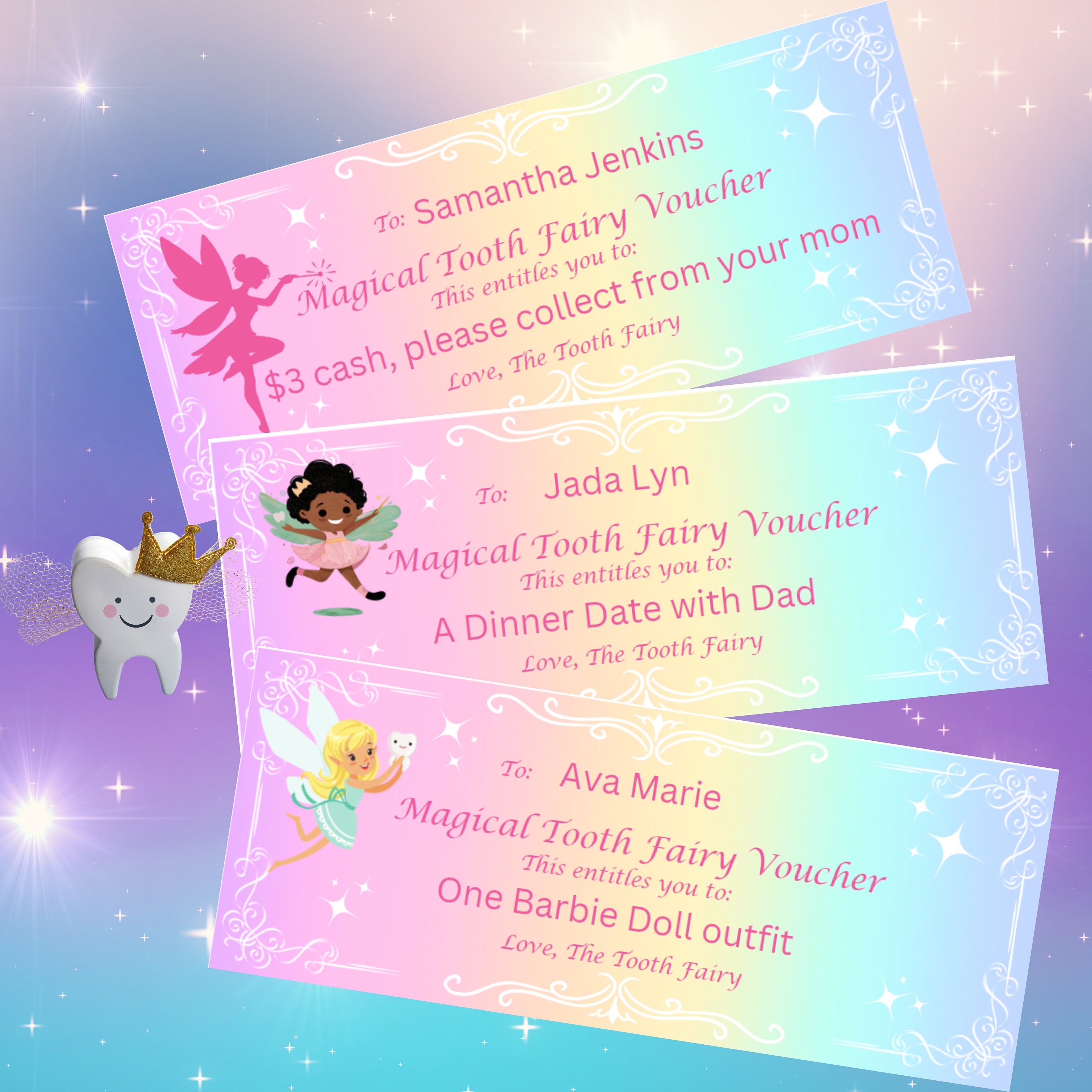 PRINTABLE Tooth Fairy Note Voucher or Coupon From Tooth Fairy Letter ...