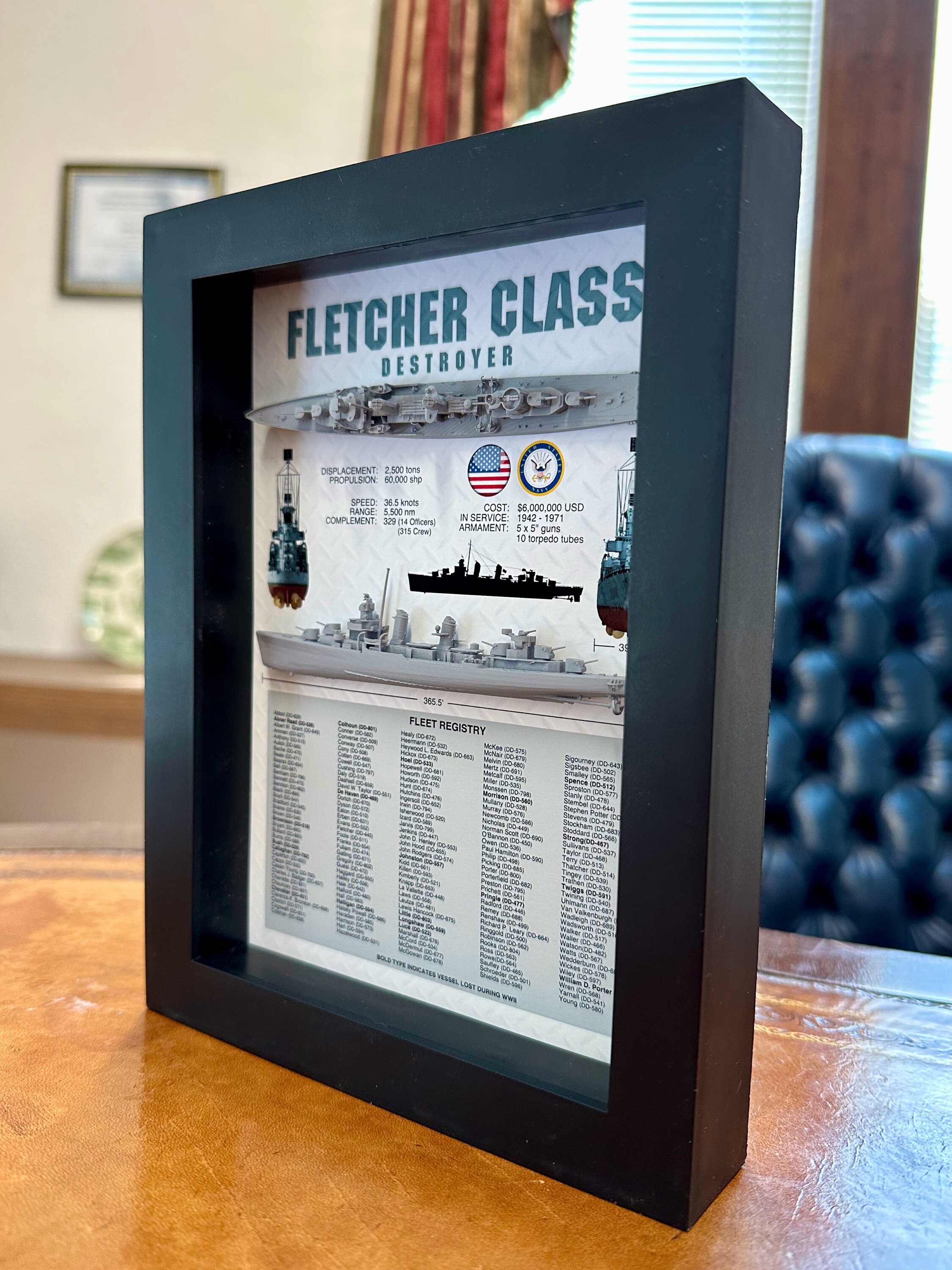 Fletcher Class Destroyer Memorial Display Shadow Box WW2 - Etsy
