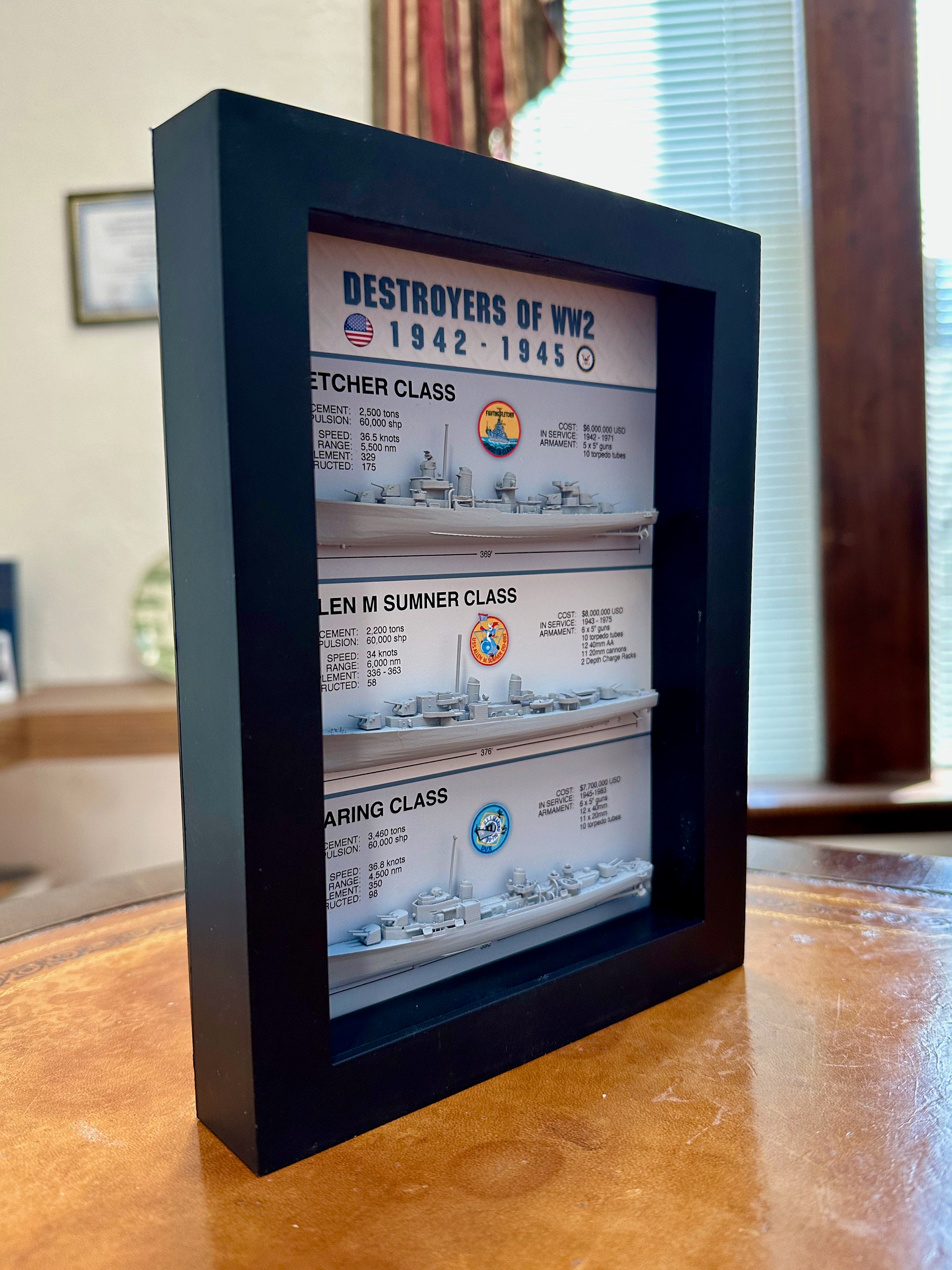 Destroyers of WW2 Display Shadow Box, 1942-1945, Fletcher, Allen M ...