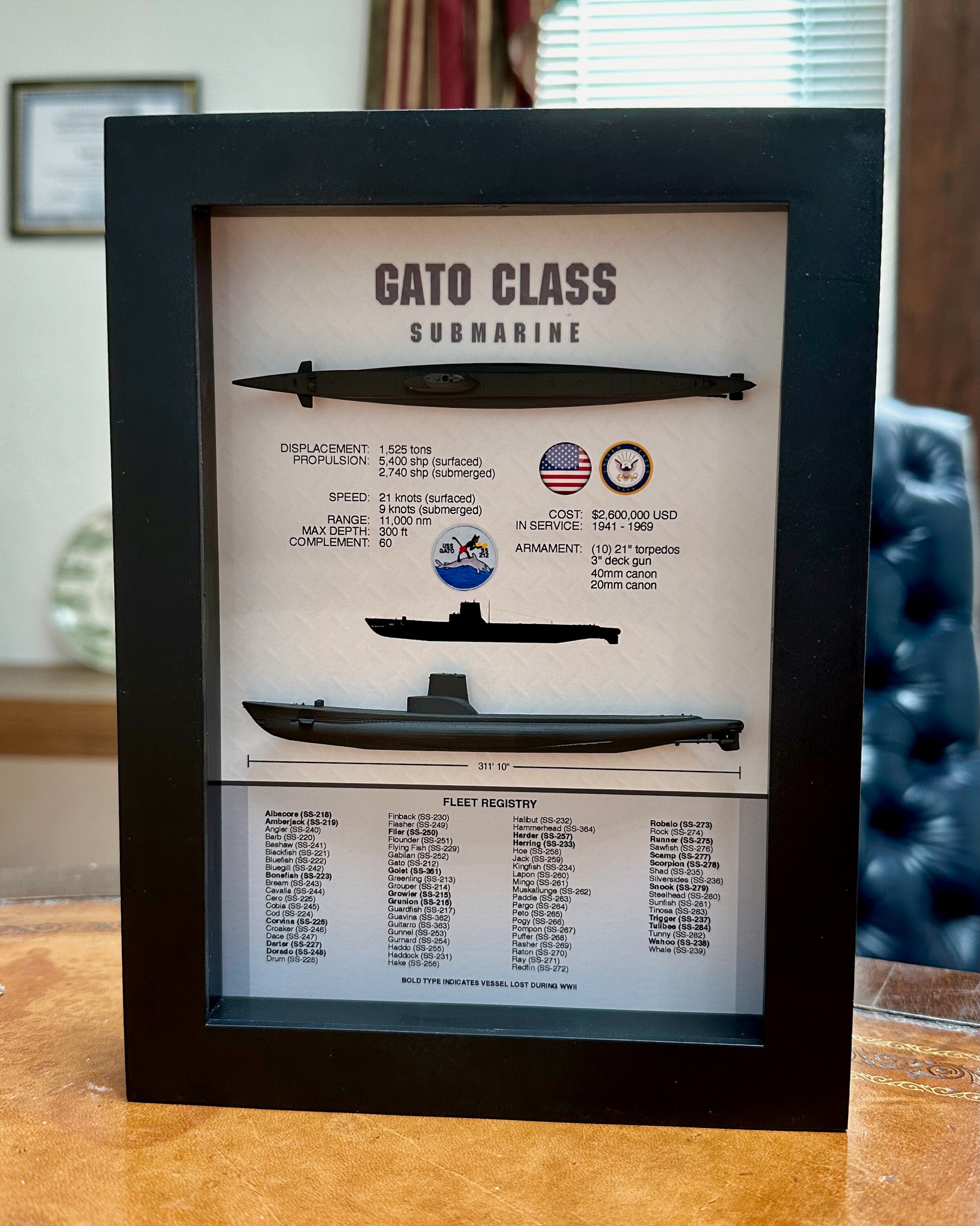 Gato Class Submarine Memorial Display Shadow Box, 6 X 8, Black - Etsy