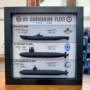 US Submarine Fleet Shadow Box Display, Balao, Sturgeon, Los Angeles ...