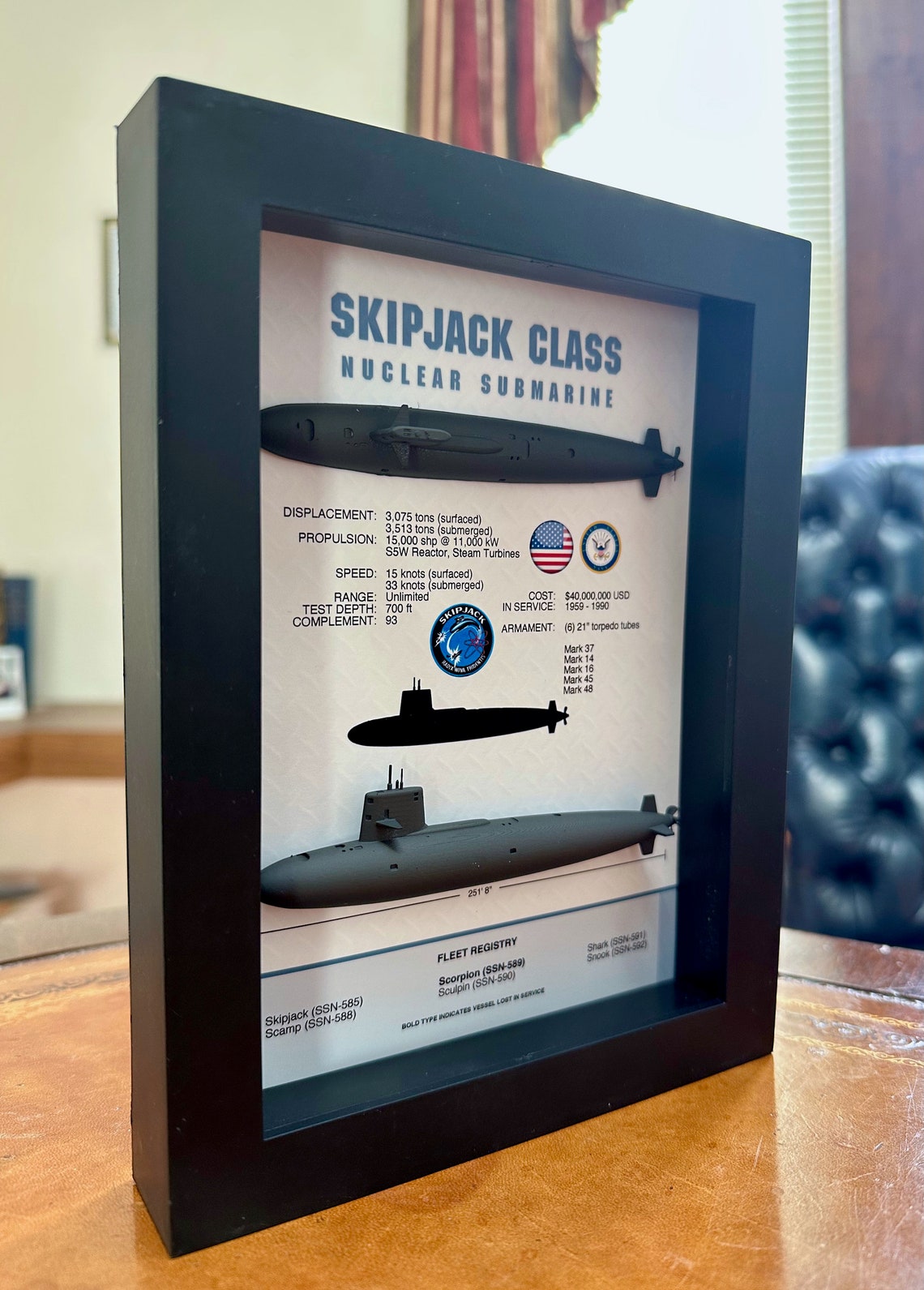 Skipjack Class Submarine Memorial Display Shadow Box, 6 X 8, Black - Etsy