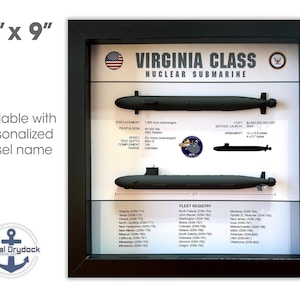 Virginia Class Submarine Memorial Display Shadow Box, SSN-774, 9" X 9 ...
