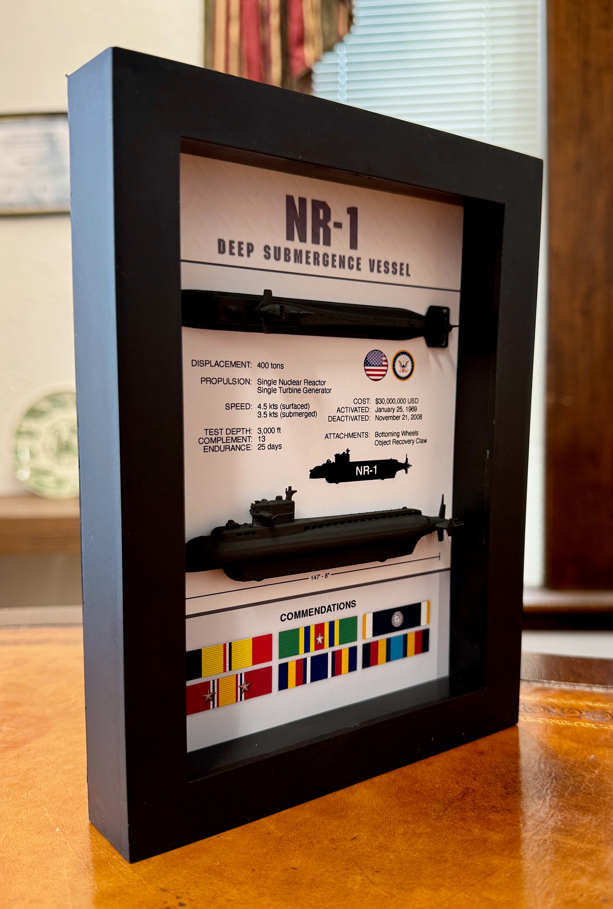NR-1 Submarine, Deep Submergence Vessel, Memorial Display, Shadow Box ...