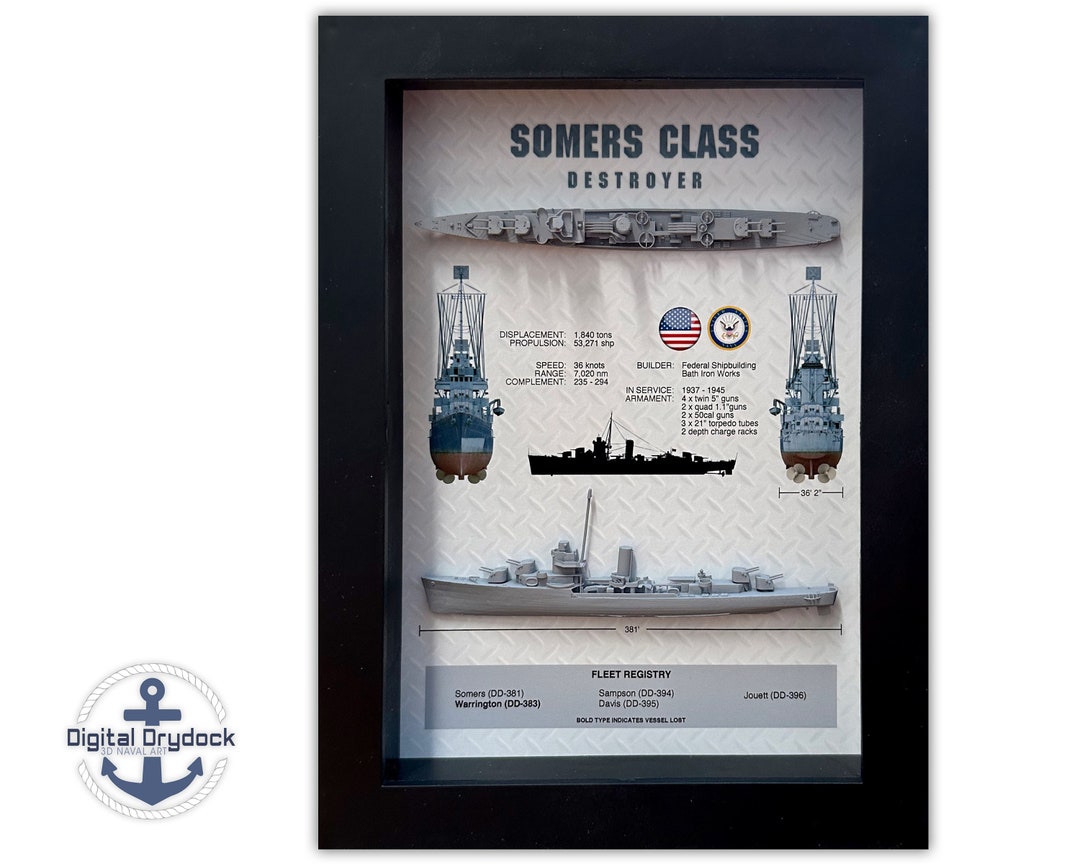 Somers Class Destroyer Memorial Display Shadow Box WW2 - Etsy