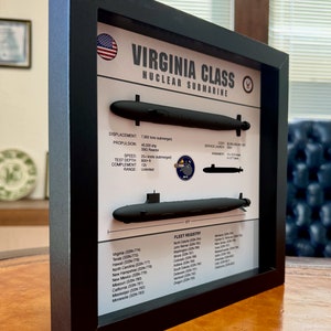 Virginia Class Submarine Memorial Display Shadow Box, SSN-774, 9" X 9 ...