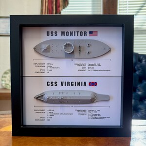 Monitor & Merrimack (CSS Virginia) Ironclad Memorial Display Shadow Box ...