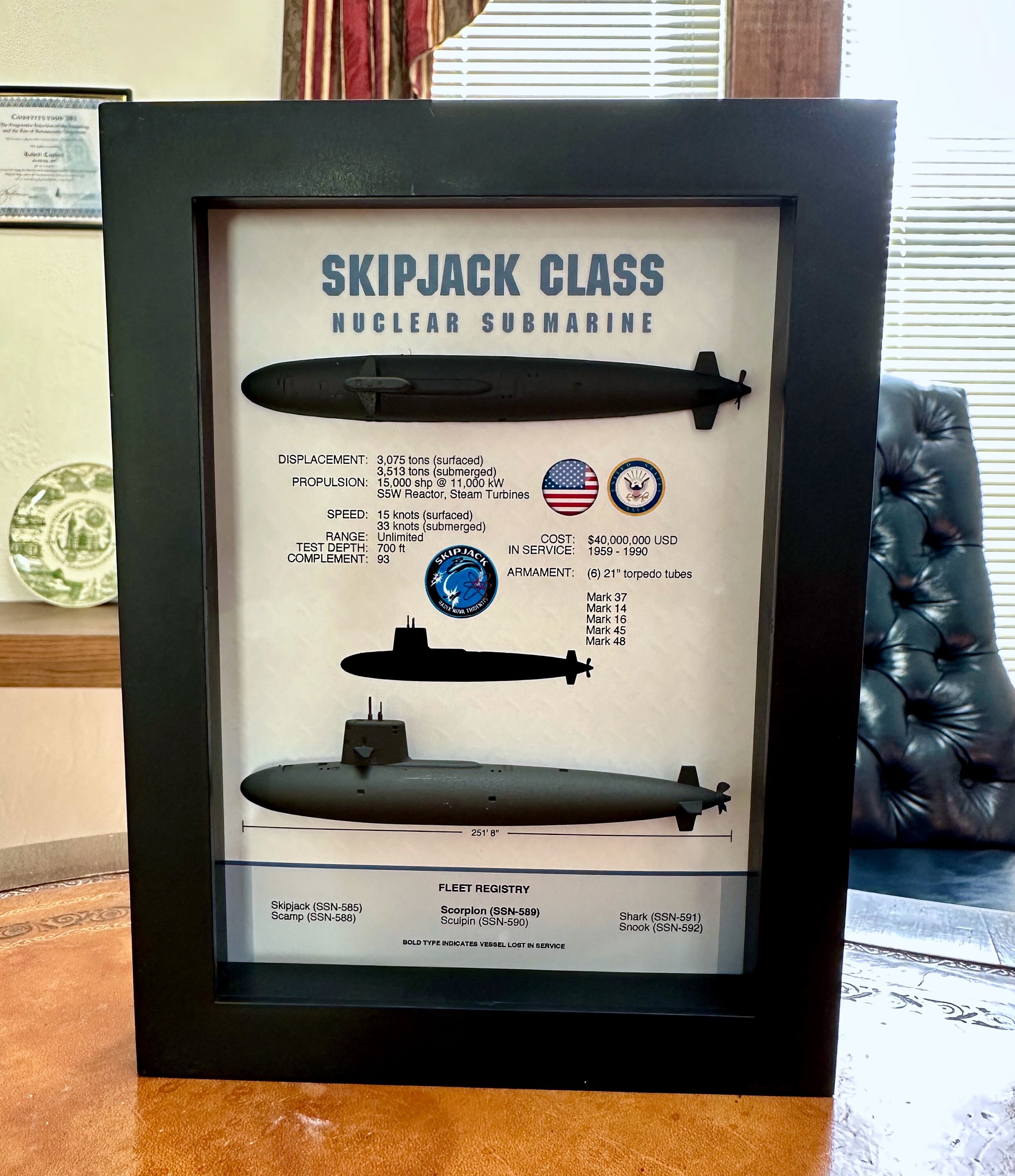 Skipjack Class Submarine Memorial Display Shadow Box, 6 X 8, Black - Etsy