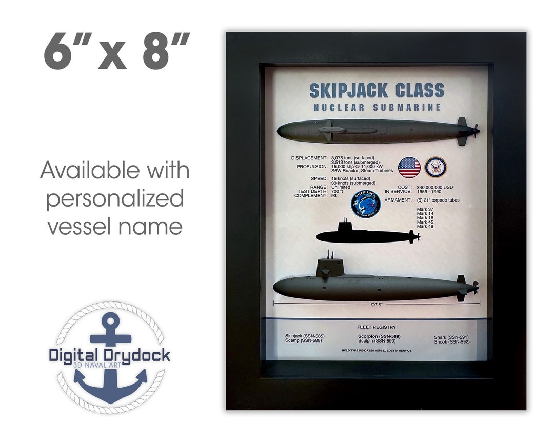 Skipjack Class Submarine Memorial Display Shadow Box, 6 X 8, Black - Etsy