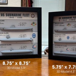 US Submarine Fleet Shadow Box Display, Balao, Sturgeon, Los Angeles ...