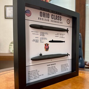 Ohio Class Submarine Memorial Display Shadow Box, 9" X 9", Large, Black ...