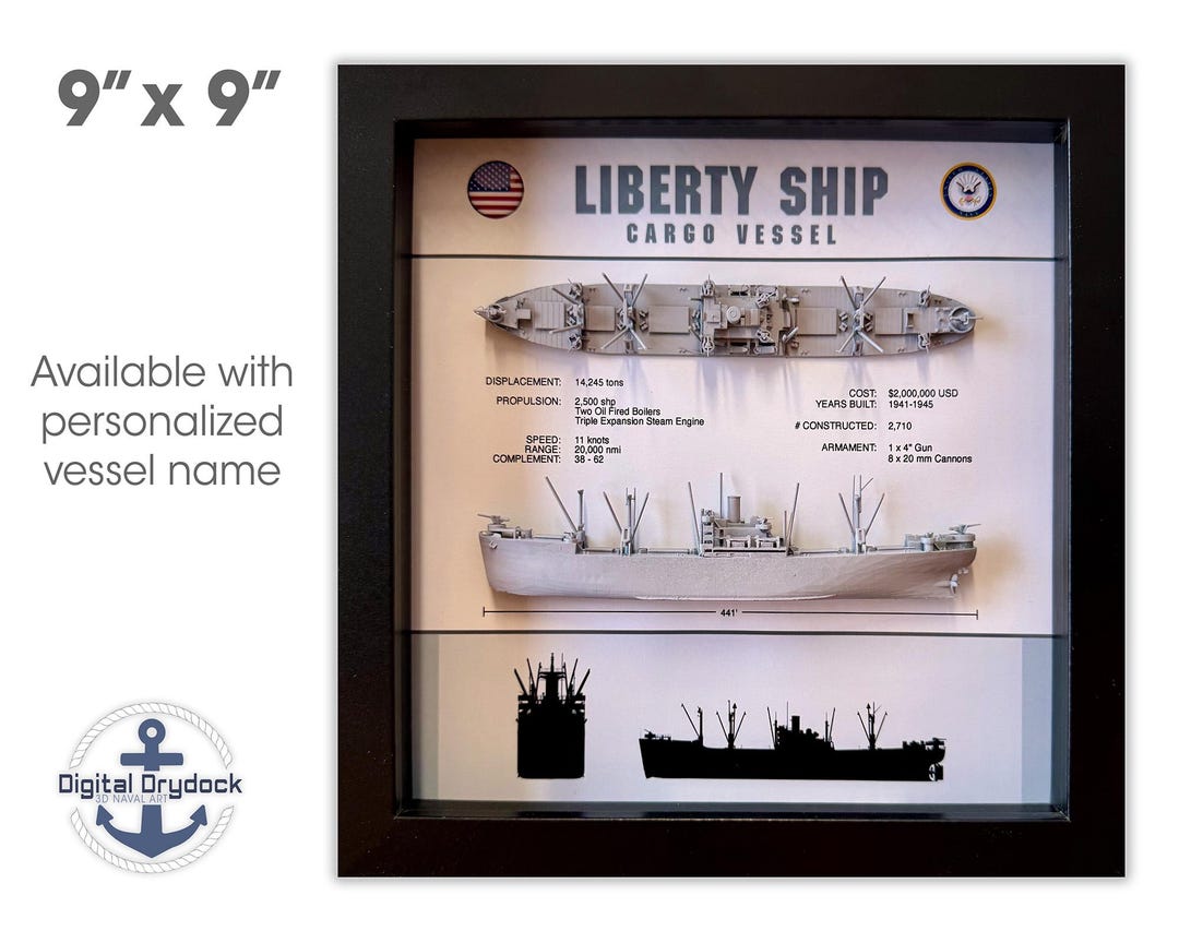 Liberty Ship Class Shadow Display Box, WW2, 9" X 9" - Etsy