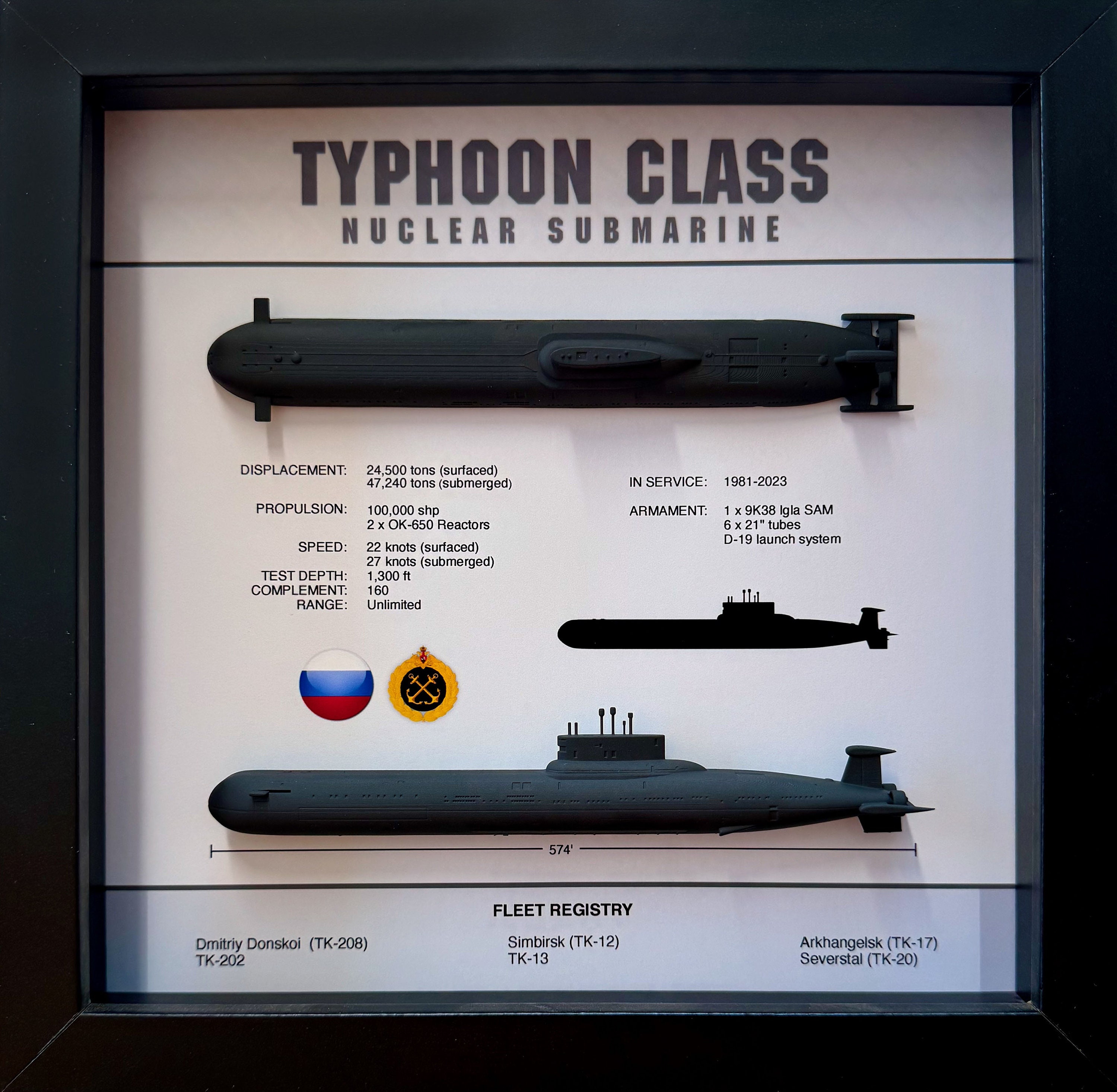 Typhoon Class Submarine Memorial Display Shadow Box Akula - Etsy