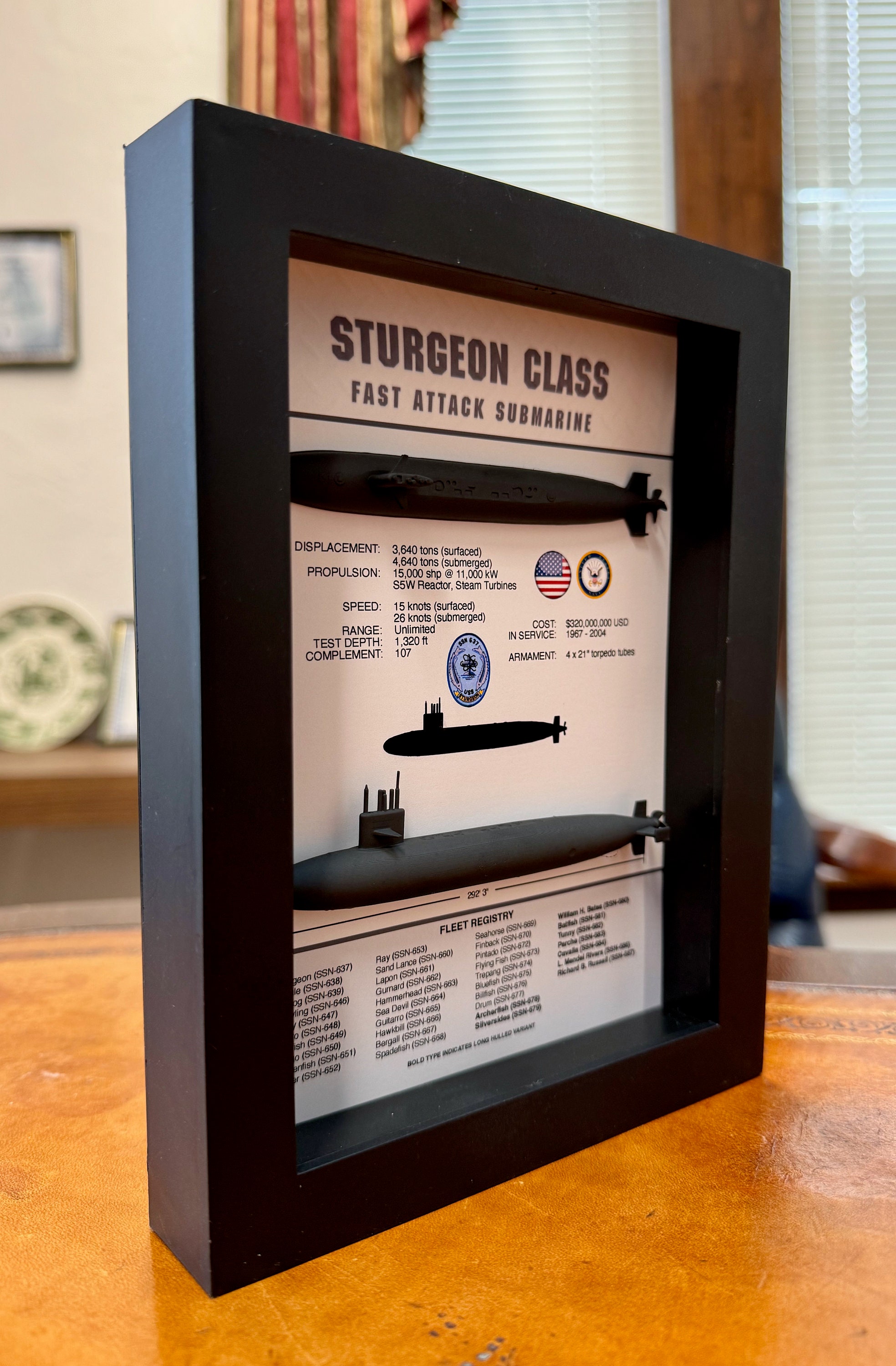 Sturgeon Class Submarine Memorial Display Shadow Box, 6" X 8", Black - Etsy