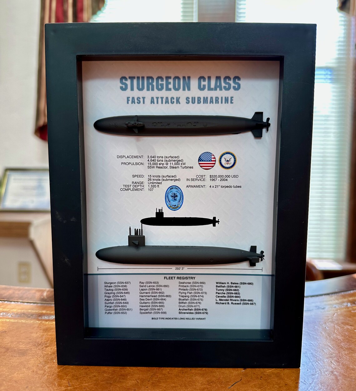 Sturgeon Class Submarine Memorial Display Shadow Box - Etsy