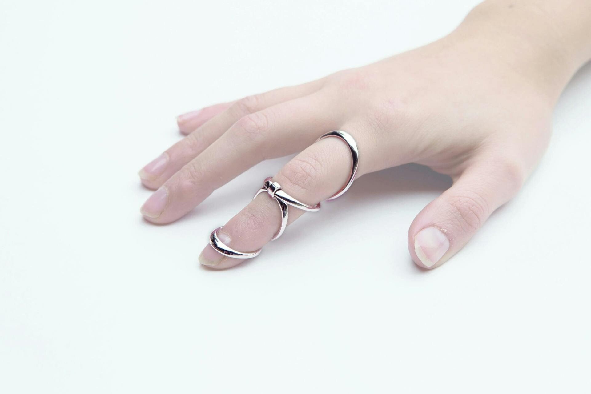 Double Gooseneck Splint Ring ,925 Sterling Silver Ring,splint Thumb ...