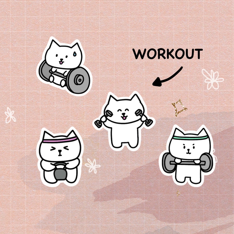 Weightlifting Workout Exercise Stickers Cute Planner - Etsy