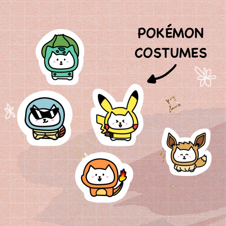 Pokemon Pikachu Bulbasaur Squirtle Charmander Eevee Costumes Stickers ...